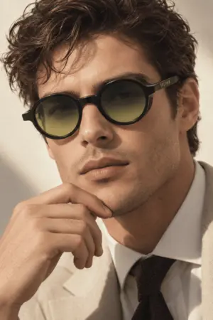 COSSINO Crawford 48mm Round Acetate Sunglasses - Green