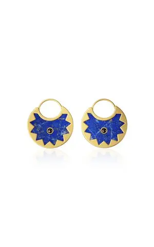 House Of Harlow 1960 14k Gold Plated Sterling Silver Sunburst Huggie Earrings - Blue