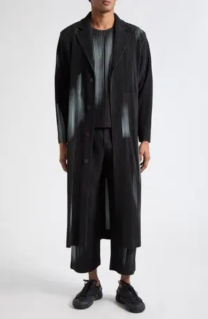Issey Miyake In The Shadow Pleated Long Jacket - Shadow Black