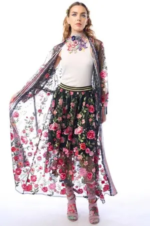ARATTA Dark Rose Embroiddered Duster