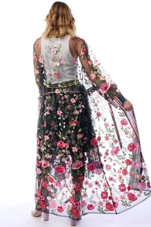ARATTA Dark Rose Embroiddered Duster