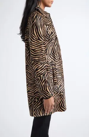 Veronica Beard Shelley Animal Print Genuine Calf Hair Coat