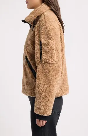 Sam. Denver Faux Fur Jacket With Leather Trim