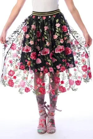 ARATTA Dark Rose Embroidered Skirt
