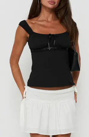Princess Polly Garconne Textured Lace Trim Tank