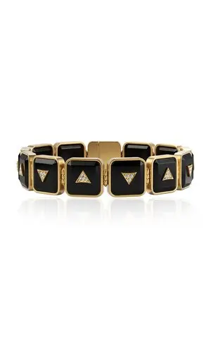 House Of Harlow 1960 14k Yellow Gold Nova Stacker Bracelet Black