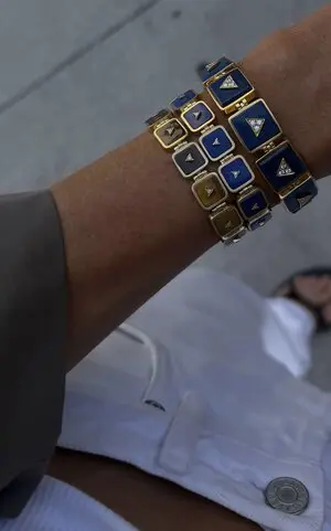 House Of Harlow 1960 14k Yellow Gold Nova Stacker Bracelet - Blue