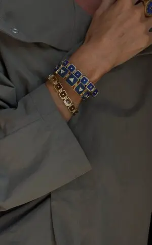 House Of Harlow 1960 14k Yellow Gold Nova Stacker Bracelet - Blue
