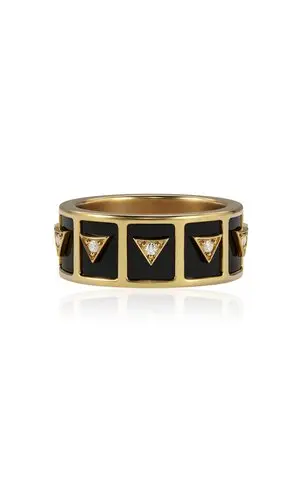House Of Harlow 1960 14k Yellow Gold Nova Stacker Ring Black
