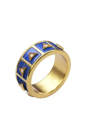 House Of Harlow 1960 14k Yellow Gold Nova Stacker Ring - Blue