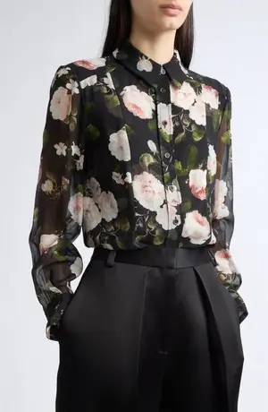 Carolina Herrera Isabella Floral Silk Button-up Shirt