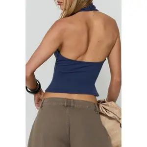Princess Polly Daily Define Halter Tank Top - Navy