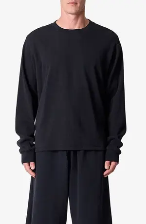 Mnml Long Sleeve Waffle Knit T-shirt - Black