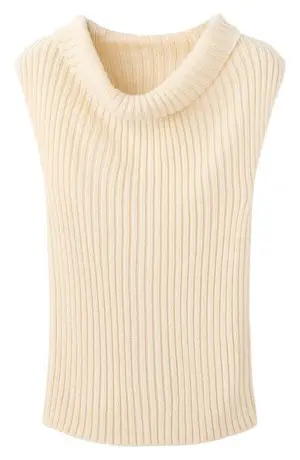 Mango Ribbed Sleeveless Cowl-neck Sweater