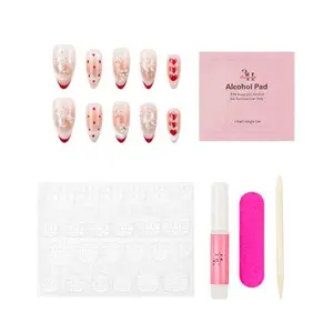 3H NAILS Cherry Blossommedium Almond Press-on Nails - Beige/red