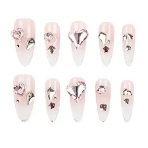3H NAILS Princess Auralong Almond Press-on Nails - Pink