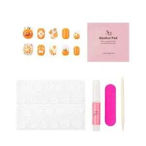 3H NAILS Creamsicleshort Round Press-on Nails