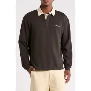 RHYTHM Koa Cotton Long Sleeve Rugby Polo - Black