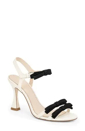Cinq À Sept Lilly Leather Bow Slingback Sandal - Ivory/black