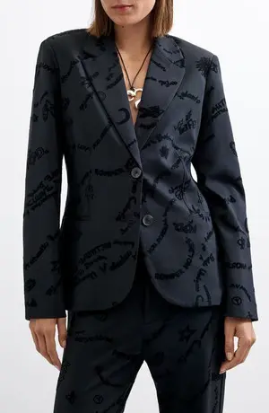 Desigual Fluid Knit Blazer - Black