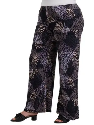 24SEVEN COMFORT APPAREL Essential Curvy Elastic Waistband Long Flared Pants