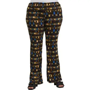 24SEVEN COMFORT APPAREL Elevate Curvy Elastic Waist Pant - Brown Multi