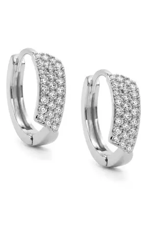 MARLYN SCHIFF Pavé Cubic Zirconia Huggie Hoop Earrings - Silver