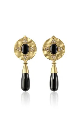 House Of Harlow 1960 14k Gold Plated Sterling Silver Hathor Teardrop Earrings - Black