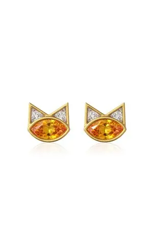 House Of Harlow 1960 18k Gold Tigerlily Citrine Studs - Yellow