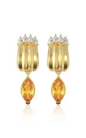 House Of Harlow 1960 18k Gold Tigerlily Citrine Claw Earrings - Yellow