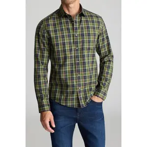 UNTUCKIT Foxvine Plaid Long Sleeve Wrinkle-free Cotton Button-up Shirt - Green