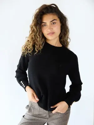 THE LITTLE TAILOR Emily Alpaca Wool Blend Sweater Black