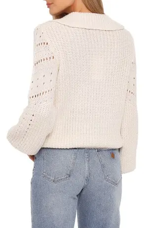 PETAL & PUP Fitzgerald Pointelle Polo Sweater