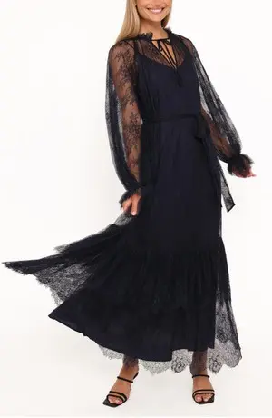 PETAL & PUP Marnelle Lace Maxi Dress - Midnight Navy