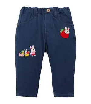 MIKI HOUSE Bunny Rabbit Appliqué Jeans - Navy