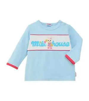 MIKI HOUSE Cotton Bunny Logo T-shirt - Blue