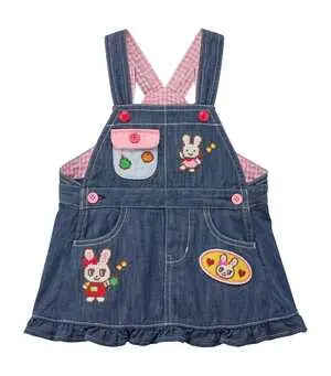 MIKI HOUSE Denim Embroidered Dress - Blue