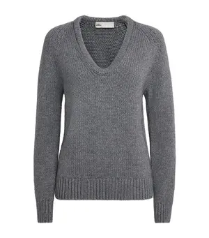 Tory Burch Wool U-neck Sweater - Grey