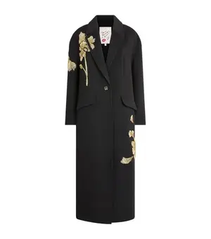 Cinq À Sept Gilded Peony Lilienne Coat - Black