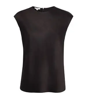 Vince Satin Sleeveless Blouse - Brown