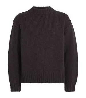 Our Legacy Merino Wool-alpaca Mock Roundneck Sweater - Brown