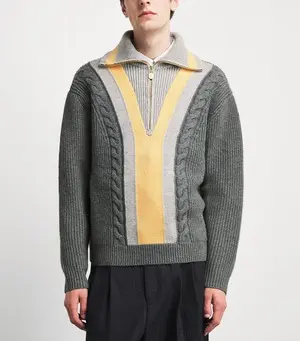 Drole De Monsieur Wool-cashmere Half-zip Trucker Sweater