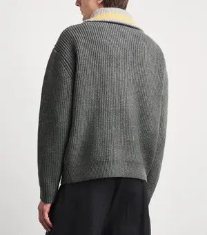 Drole De Monsieur Wool-cashmere Half-zip Trucker Sweater