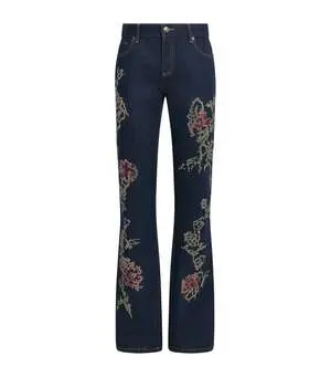 Tory Burch Embellished Bootcut Jeans - Blue