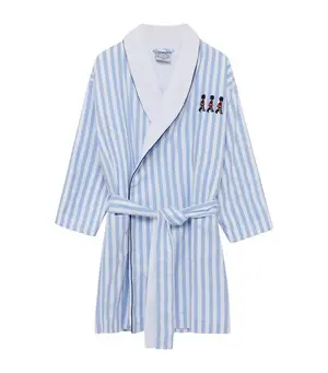 Trotters Cotton Striped Felix Bathrobe - Blue