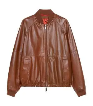Max & Co. Leather Bomber Jacket - Brown