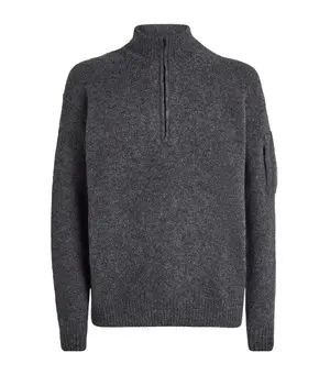 C.P. COMPANY Wool-blend Half-zip Sweater - Grey