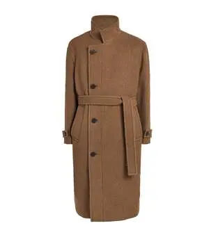 WOOYOUNGMI Wool-blend Belted Overcoat - Brown