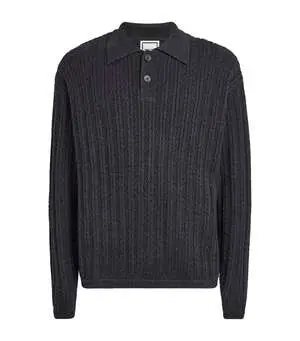 WOOYOUNGMI Melange Wool Cable-knit Polo Sweater - Grey