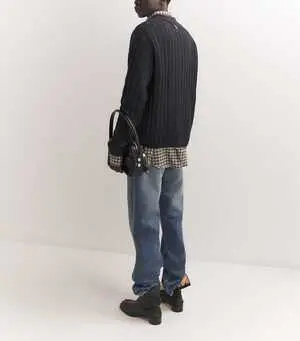 WOOYOUNGMI Melange Wool Cable-knit Polo Sweater